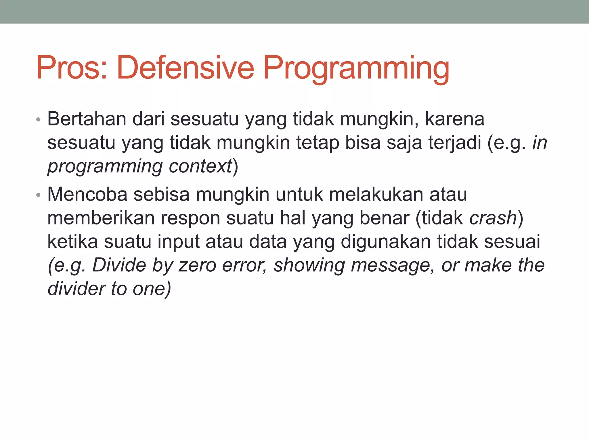 Defensive Programming | PPT Defensive Programming | PPT