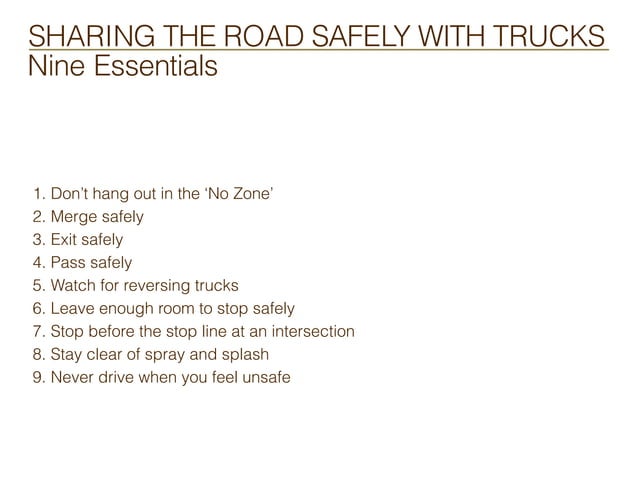 9 Essentials For Sharing The Road Safely With Trucks | PPT