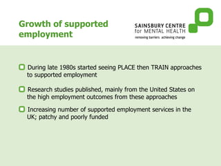 Sharing what works - Evidence-Based Supported Employment | PPT | Mental ...