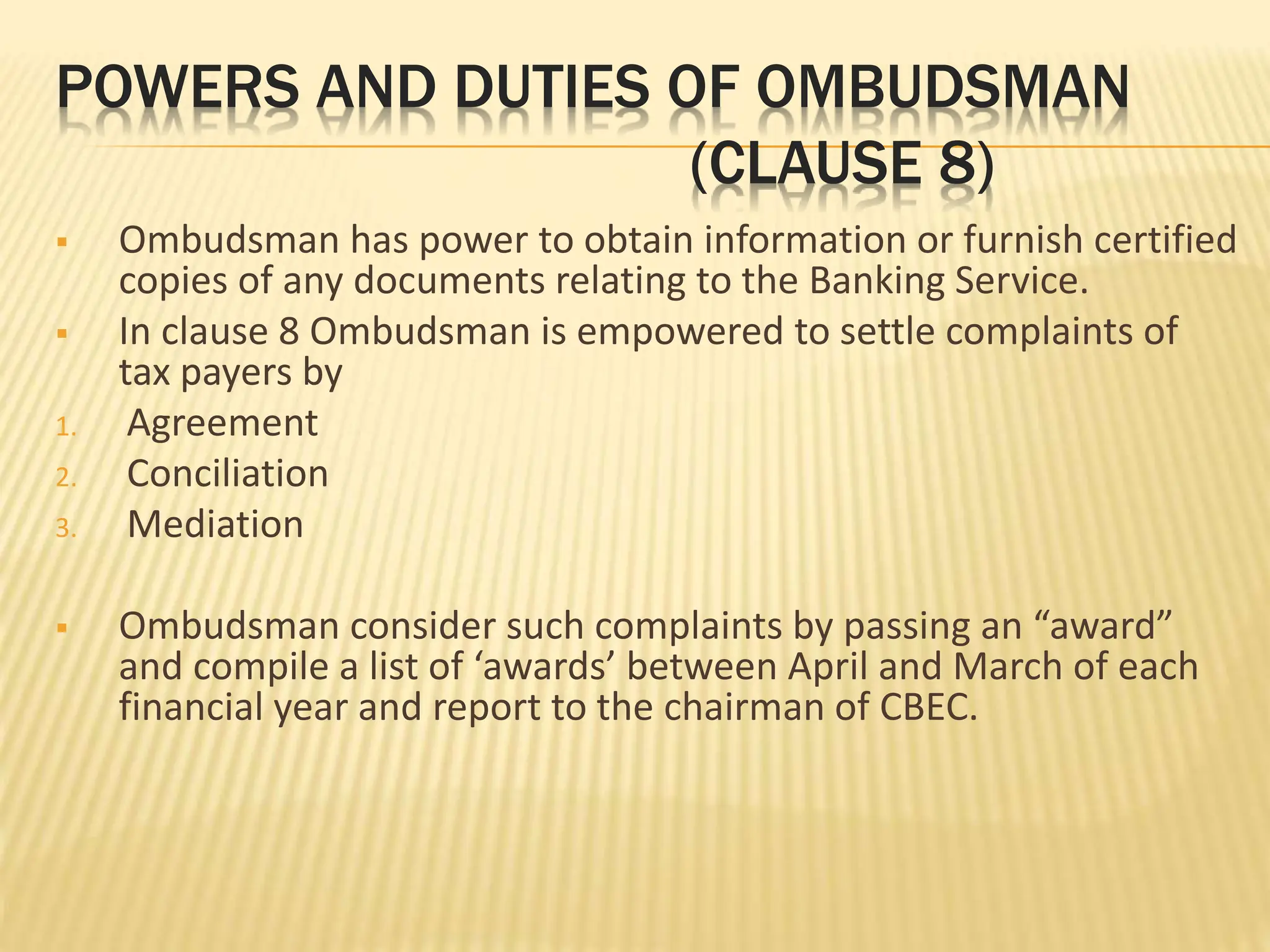 banking ombudsman and their functions duties | PPTX