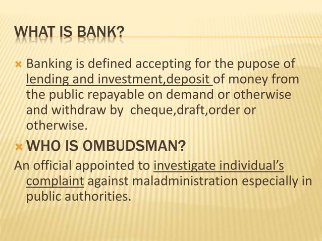 banking ombudsman and their functions duties | PPTX