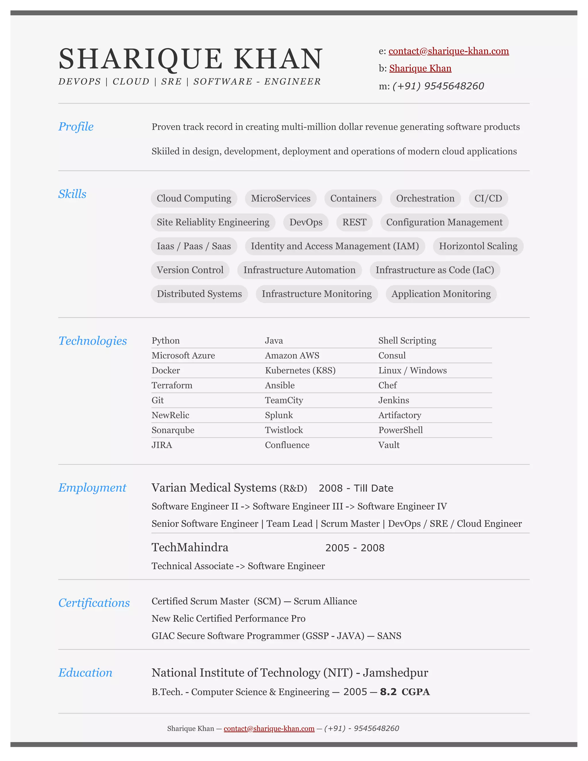 Sharique Khan Resume | PDF