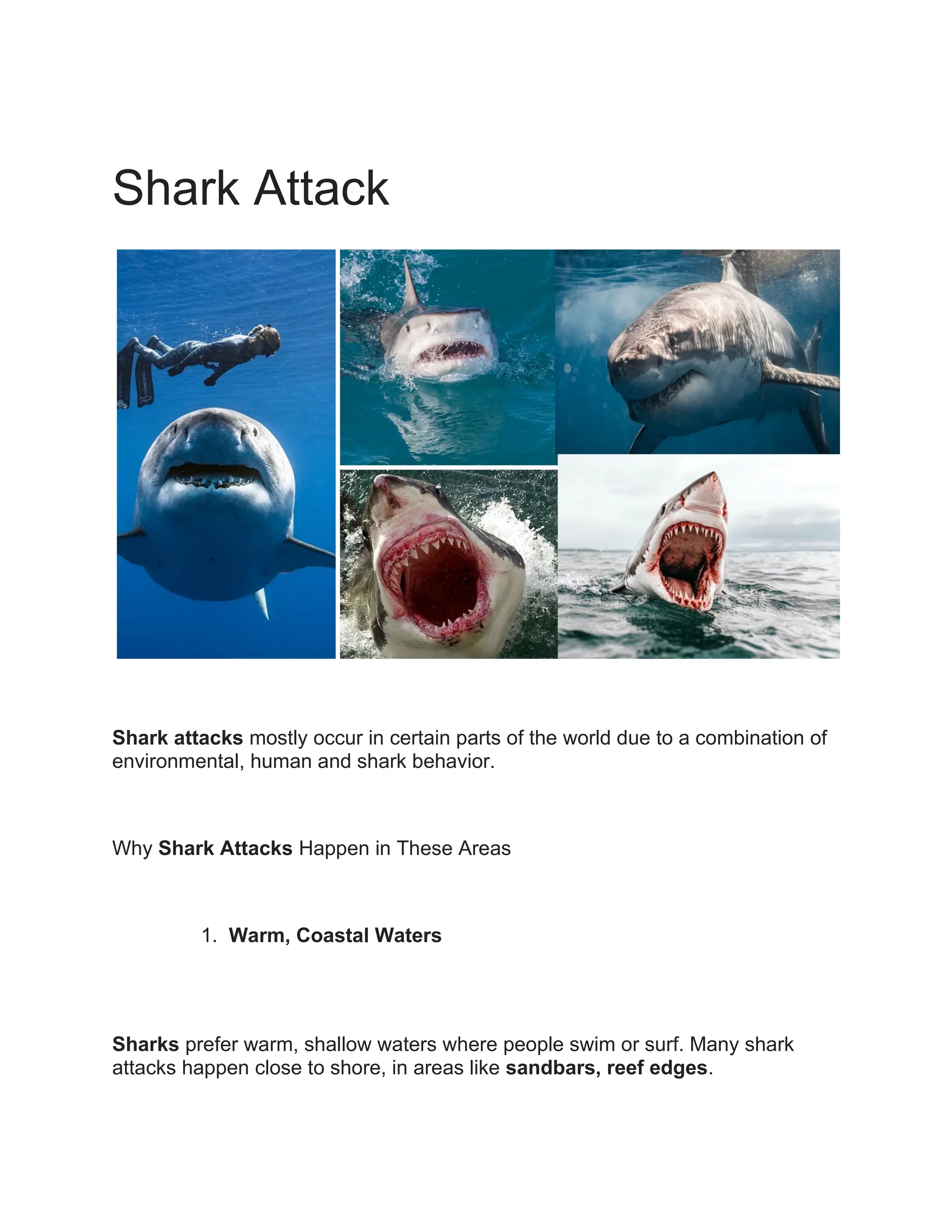 Shark Attack mostly occur in certain parts of the world due to a ...