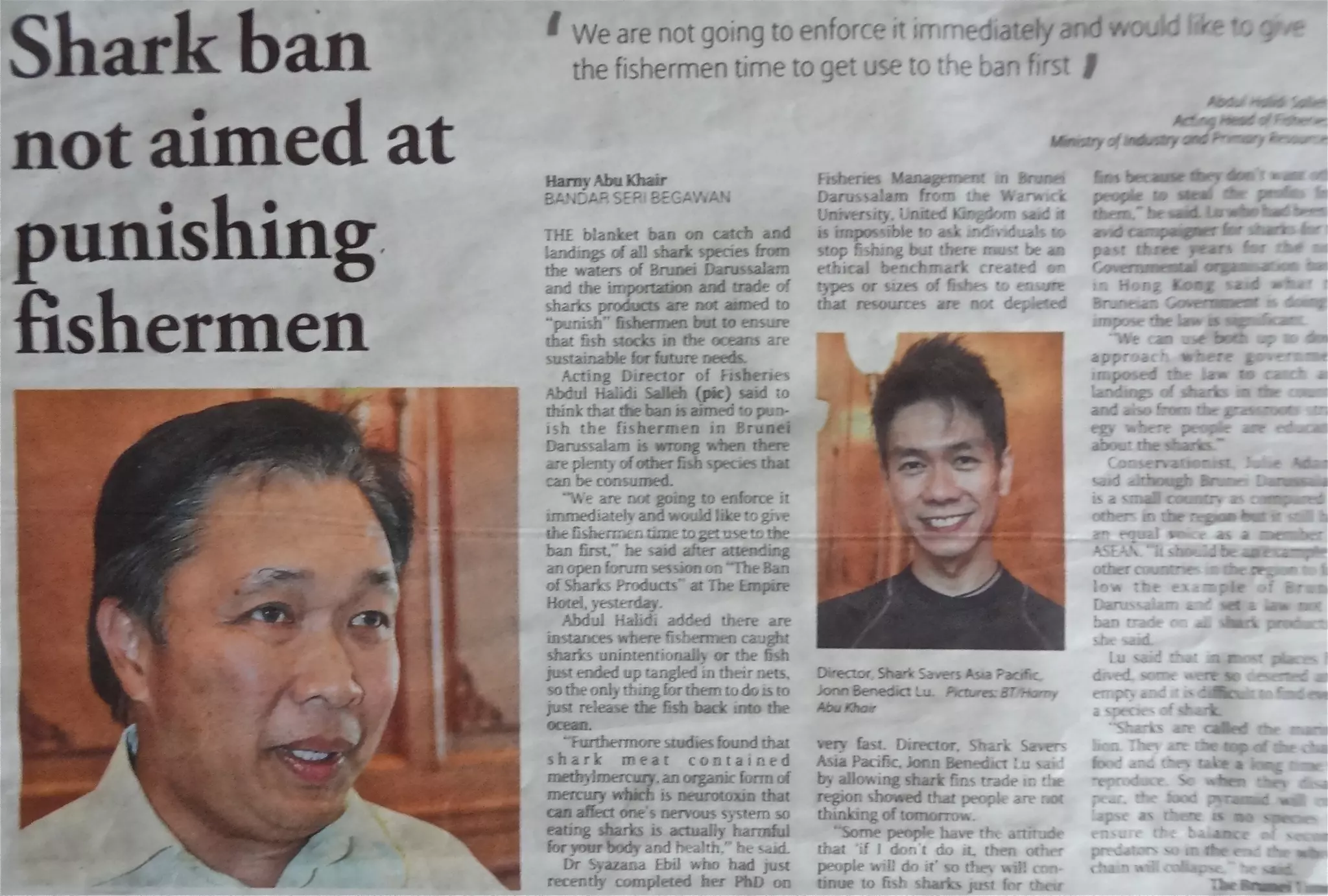 SHARK BAN NOT AIMED AT PUNISHING FISHERMEN | PDF