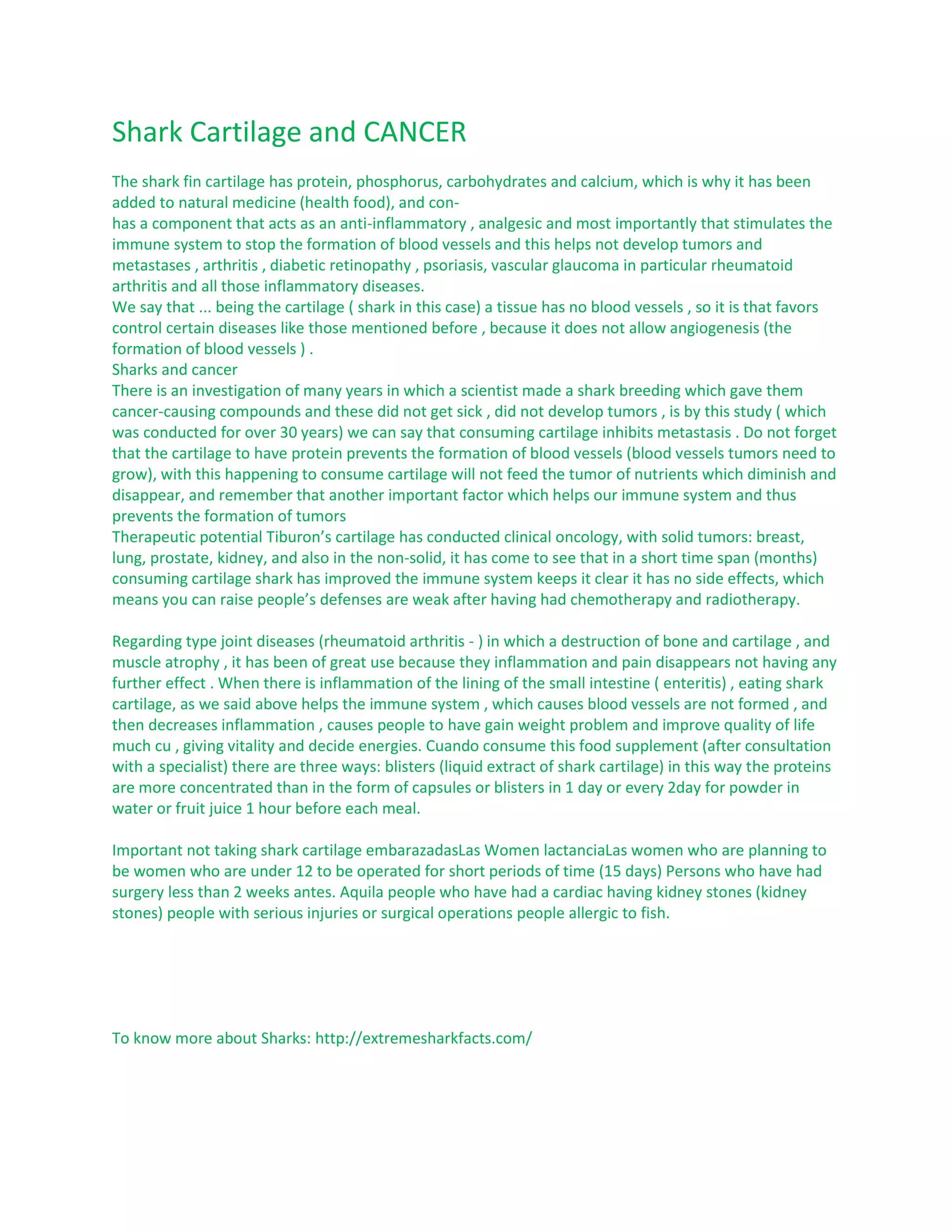 Shark Cartilage and CANCER | PDF