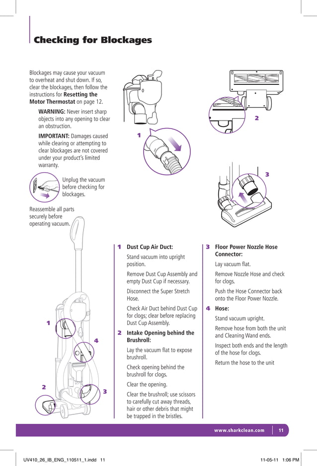 Shark navigator manual uv410 26 ib_eng_110511_1 | PDF | Home Appliances ...