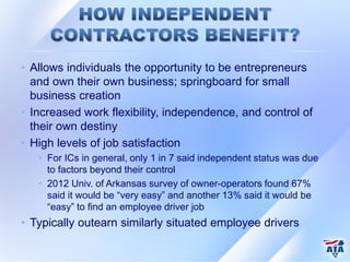"Operating Under an Independent or Employee Driver Model" | PPT | Free ...