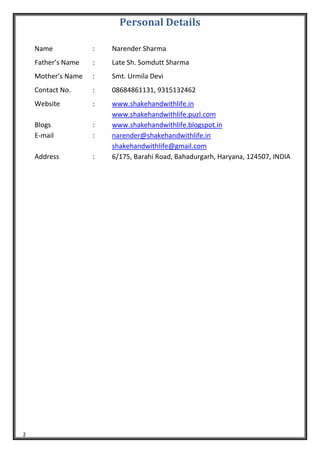 Sharma narender; a brief profile | PDF