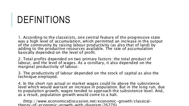 Classical Theory of economic Growth