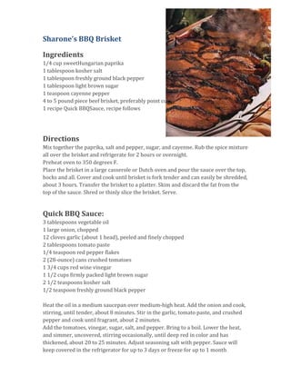 Sharone’s bbq brisket | DOCX