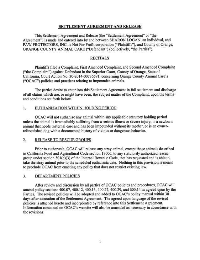 Sharon logan settlement agreement | PDF