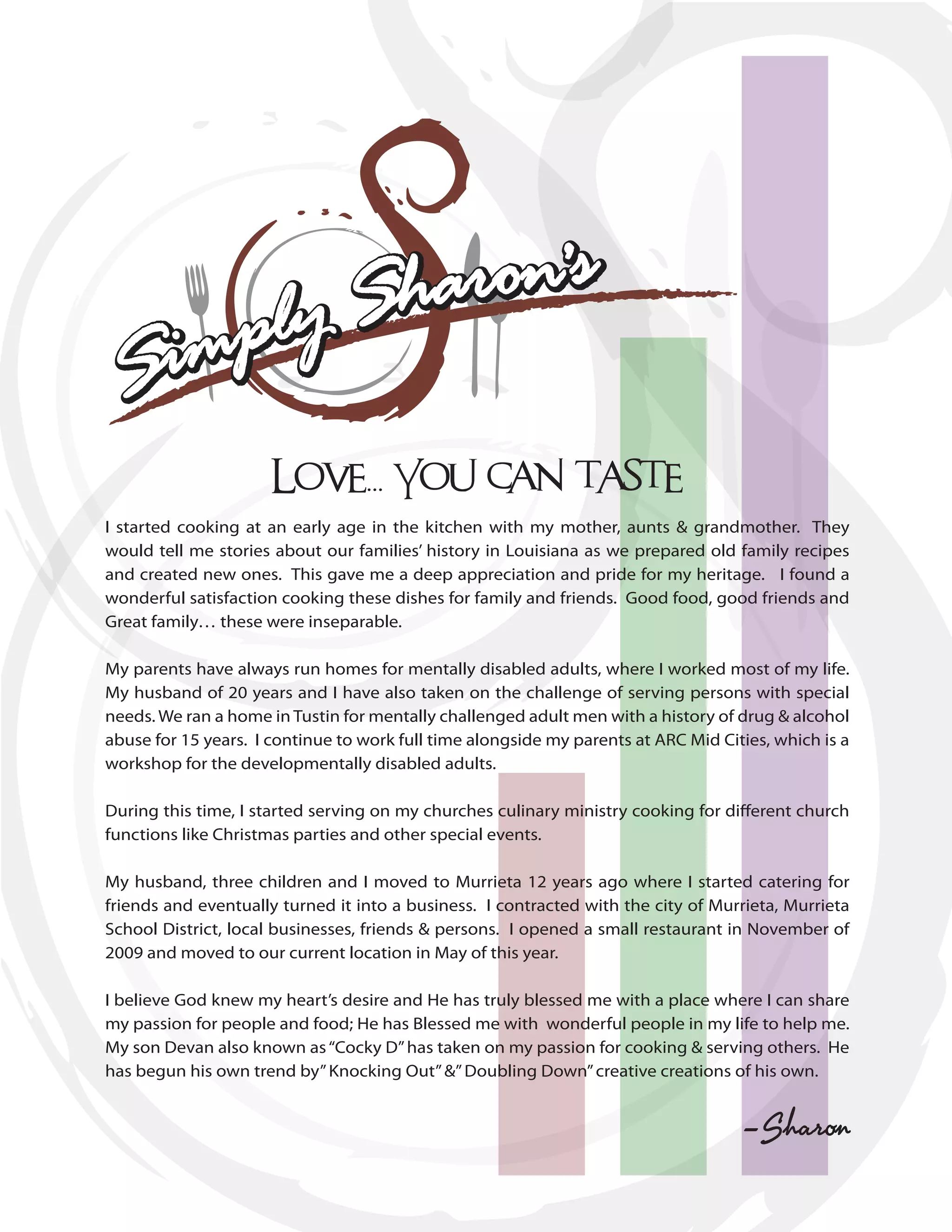 Sharon's menu | PDF