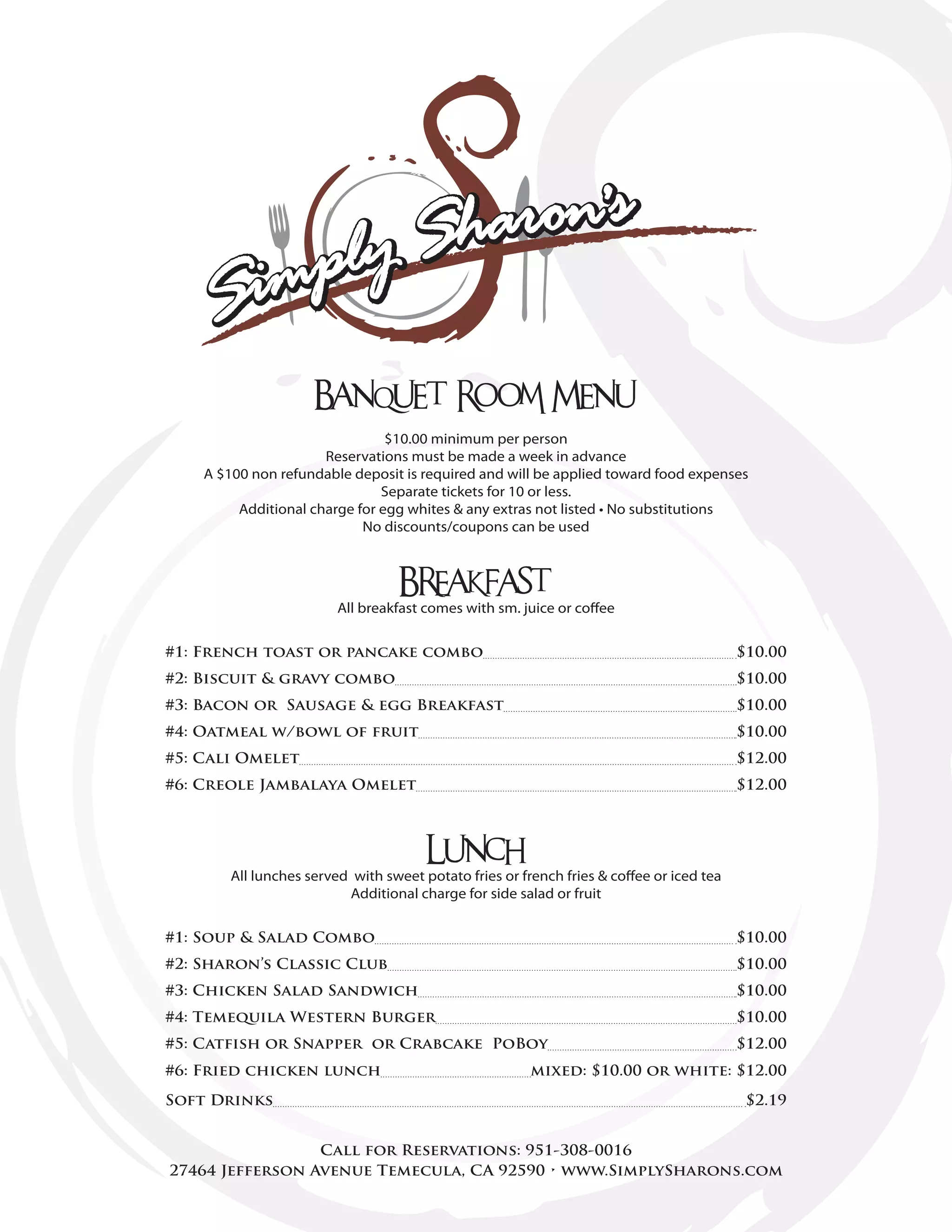 Sharon's menu | PDF