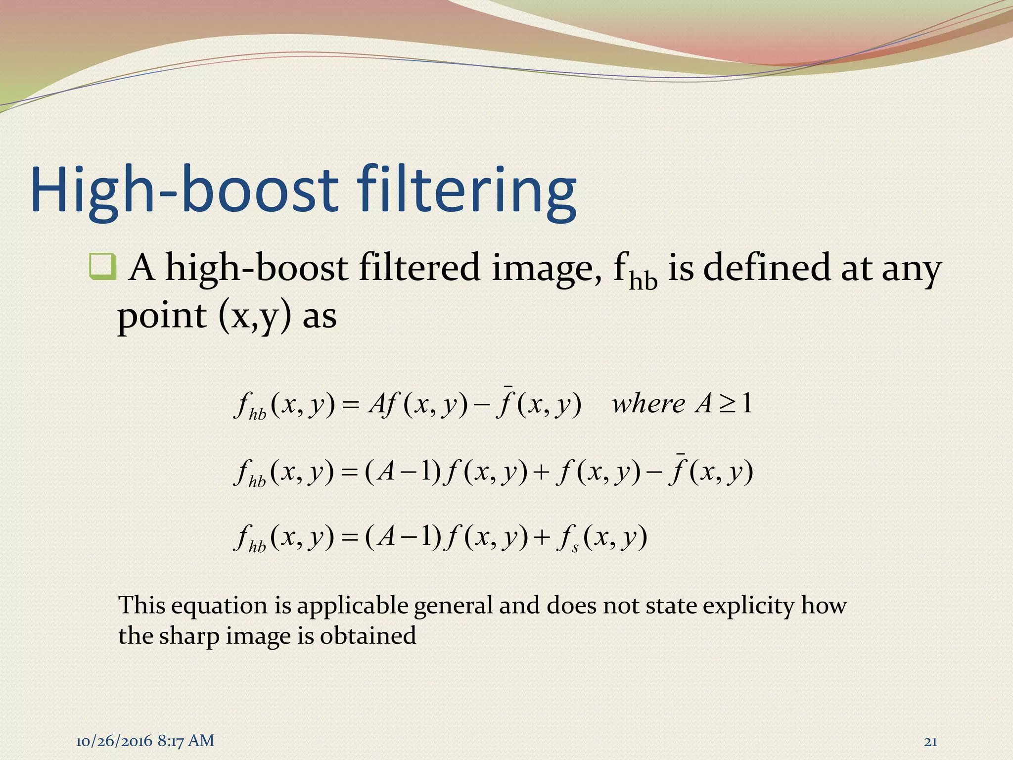 Sharpening spatial filters | PPTX