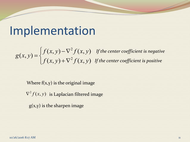 Sharpening spatial filters | PPTX
