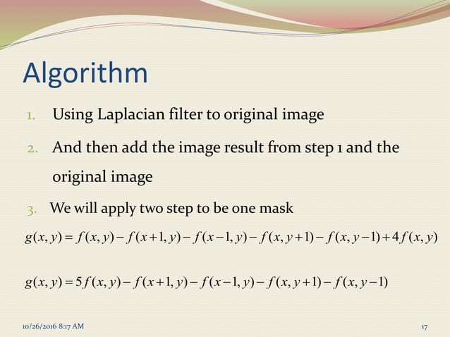 Sharpening spatial filters | PPTX