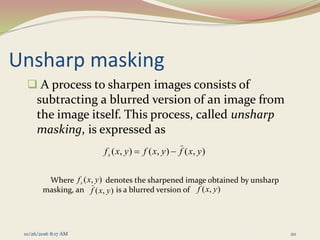 Sharpening spatial filters | PPTX