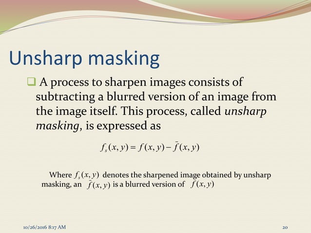 Sharpening spatial filters | PPTX