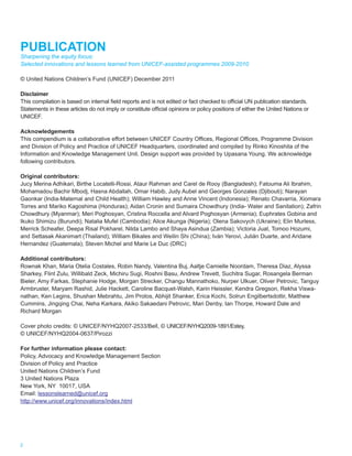 Sharpening the equity focus- UNICEF innovation. | PDF
