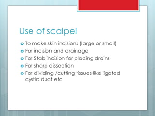 Sharp instruments (blade, bp handle, scissor needle, suture material) | PDF