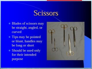 Sharp instruments (blade, bp handle, scissor needle, suture material) | PDF