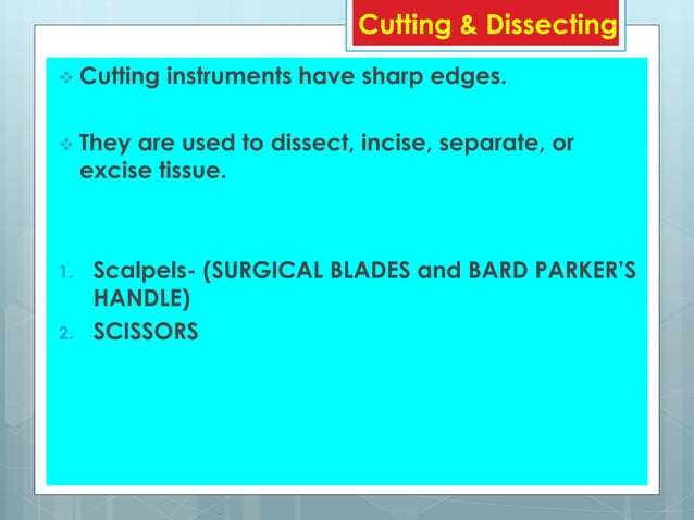 Sharp instruments (blade, bp handle, scissor needle, suture material ...