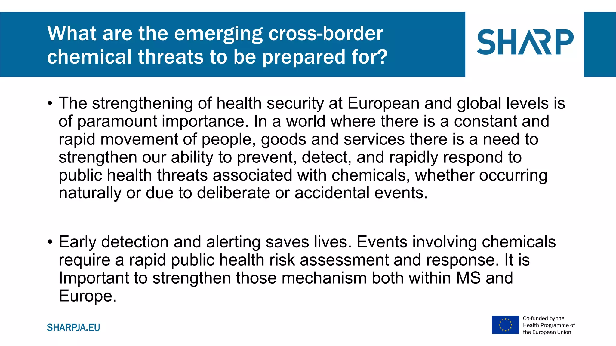 Eirian Thomas: Chemical safety and chemical threats (SHARP JA WP9) | PPT