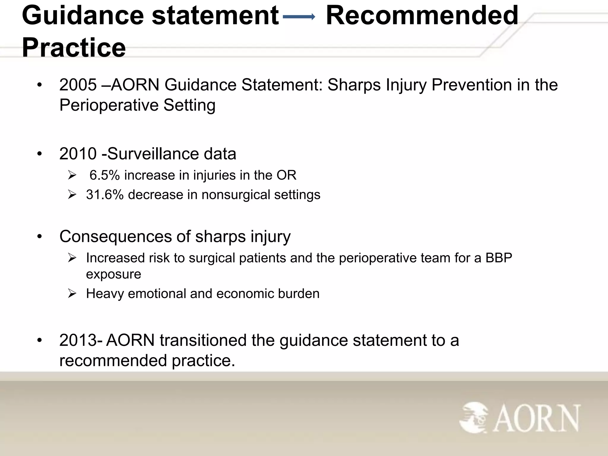 Sharps Safety - AORN Recommended Practices | PDF