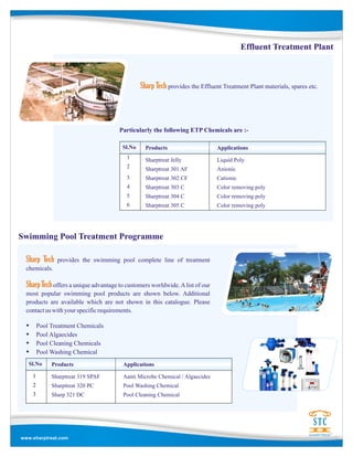 Sharp Tech Chemicals, Coimbatore, Swimming Pool Treatment Chemicals | PDF