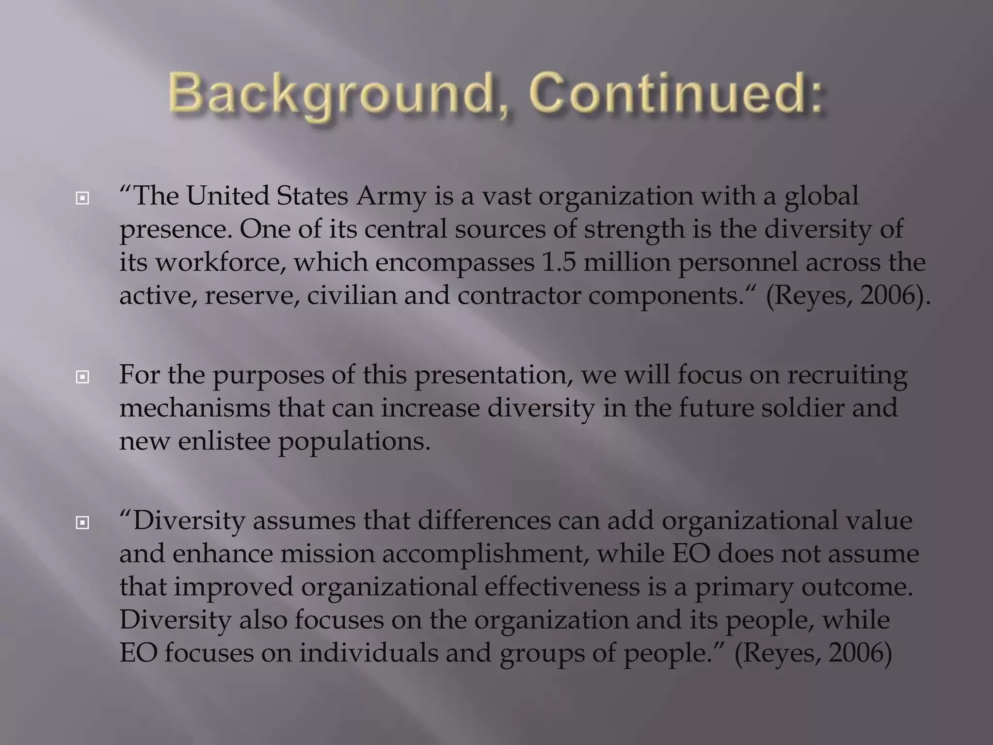Diversity in Army Recruiting | PPTX