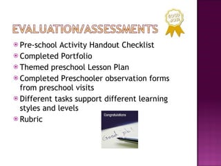 Preschool Program Portfolio Lesson Plan | PPT