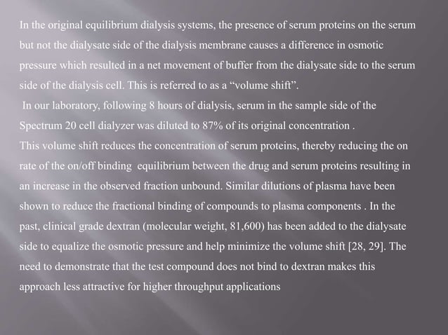 PLASMA / SERUM PROTEIN BINDING BY EQUILIBRIUM DIALYSIS TECHNIQUE | PPTX