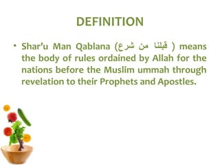 Shar'u man qablana | PPT