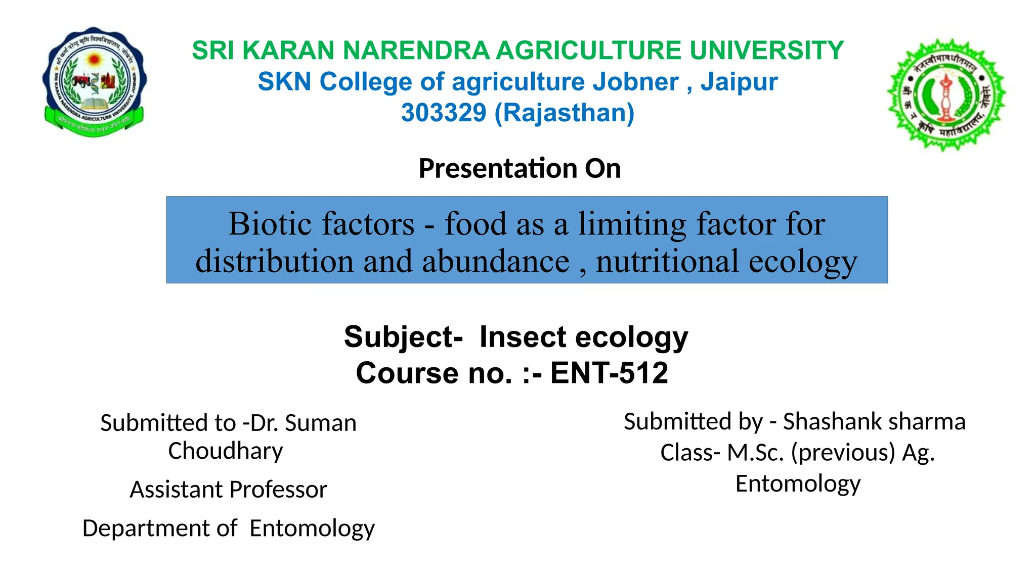 Biotic factors - food as a limiting factor for distribution and ...