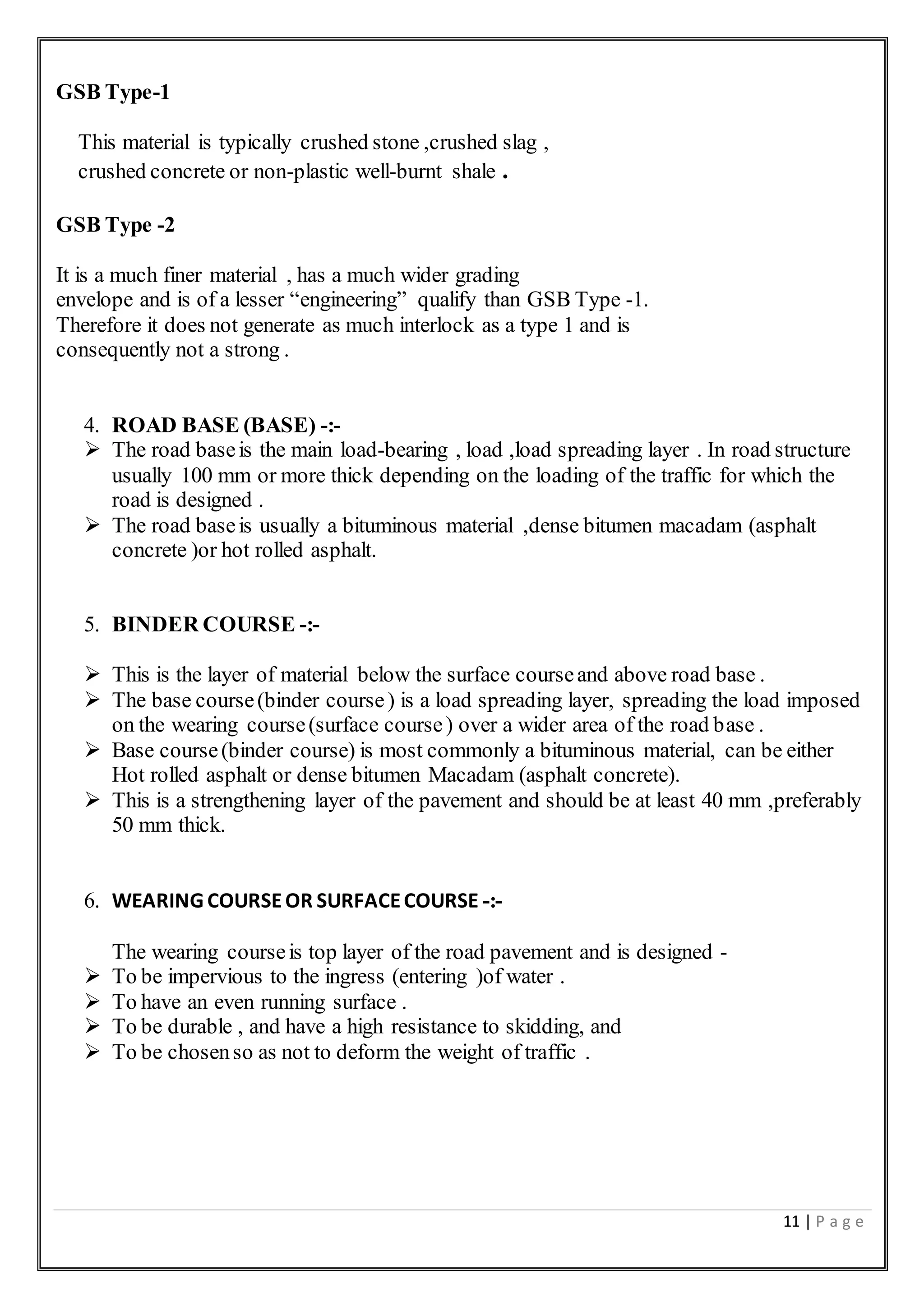 Summer Training Report On Bituminous (Asphalt) Road | DOCX