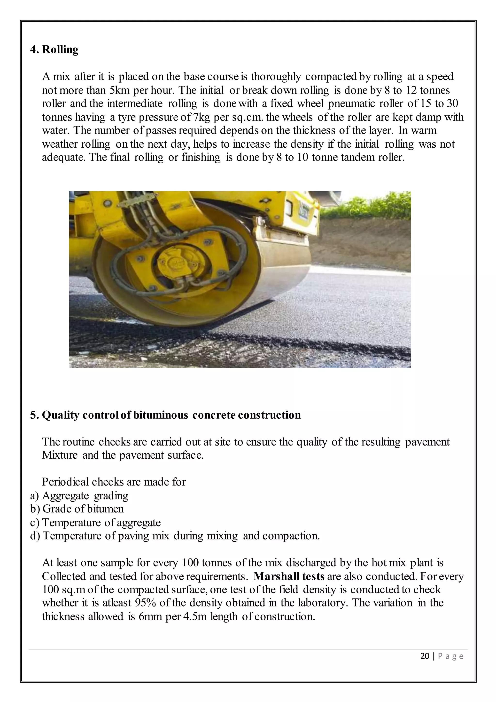 Summer Training Report On Bituminous (Asphalt) Road | DOCX