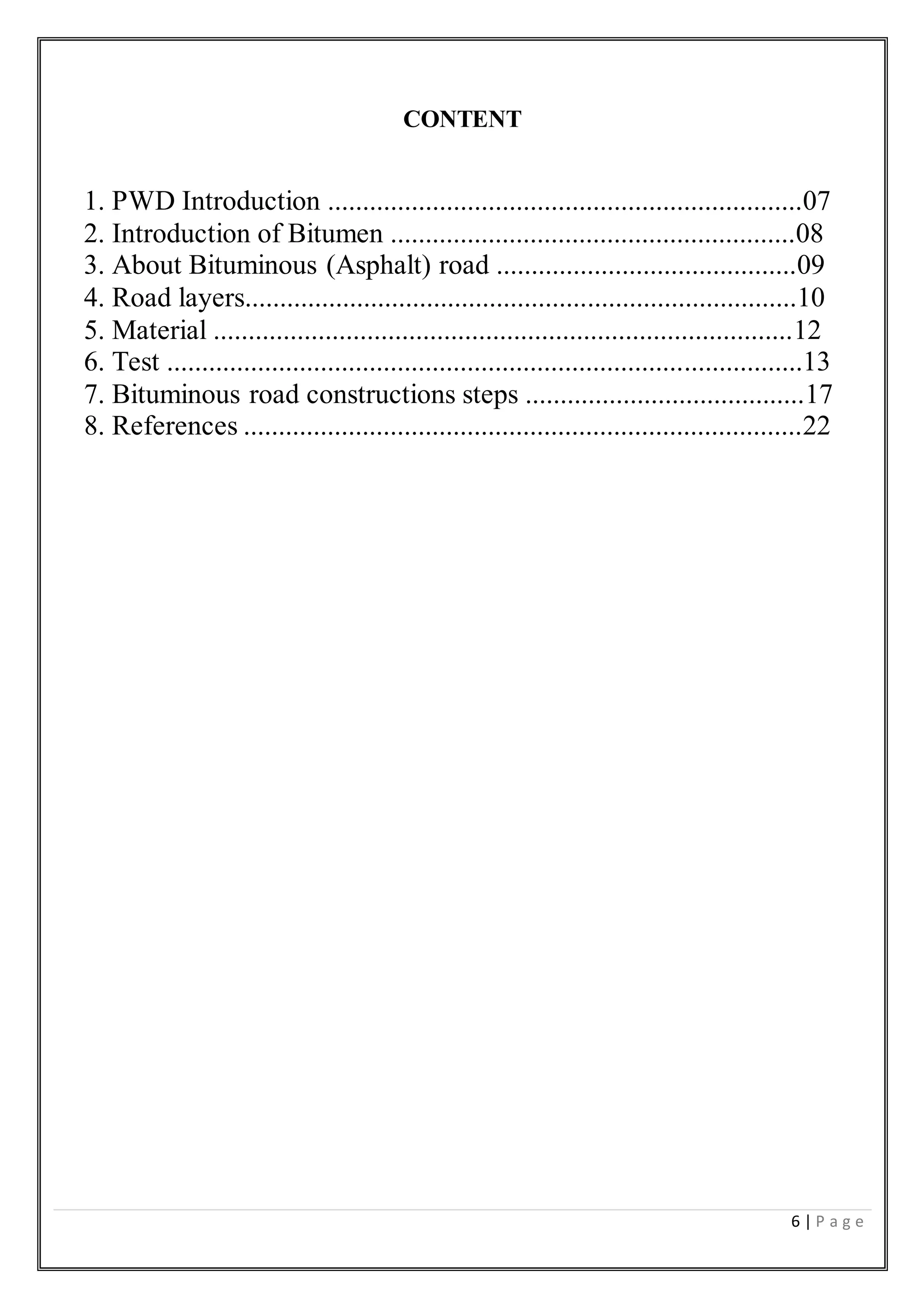 Summer Training Report On Bituminous (Asphalt) Road | DOCX