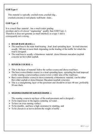 Summer Training Report On Bituminous (Asphalt) Road | DOCX