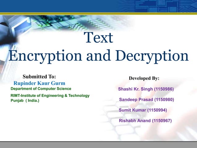 Encryption And Decryption | PPT