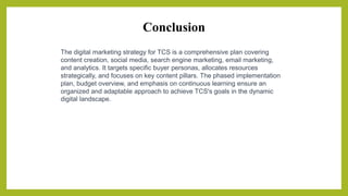 Digital Marketing Plan For the Company of TCS | PPTX