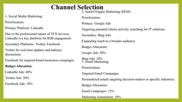 Digital Marketing Plan For the Company of TCS | PPTX