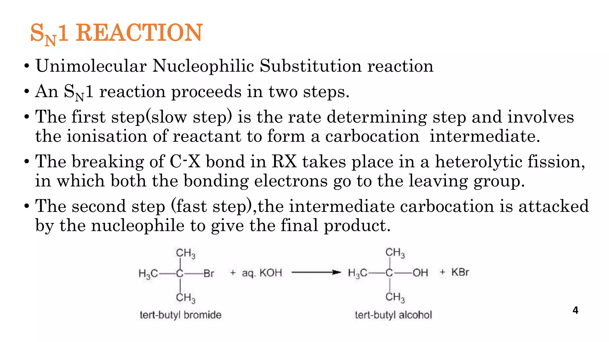Nucleophilic Substitution reaction (SN1 reaction) | PPT