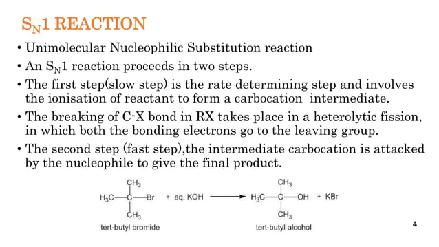 Nucleophilic Substitution reaction (SN1 reaction) | PPTX