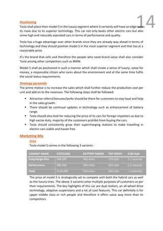 Market Plan of Tesla Model S | PDF