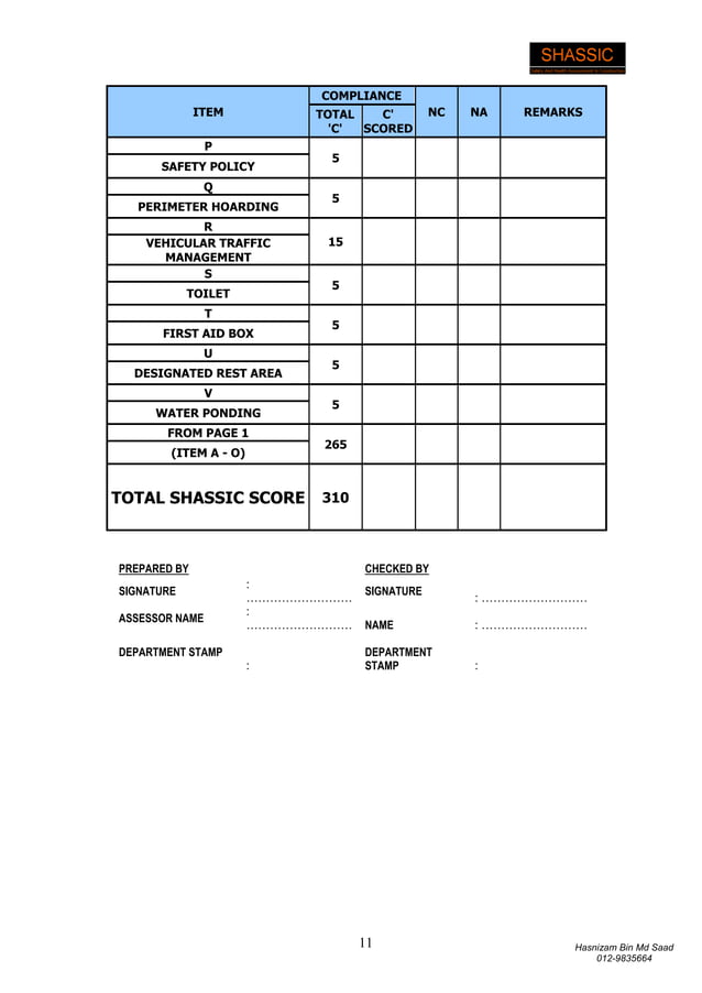 Shassic Checklist | PDF