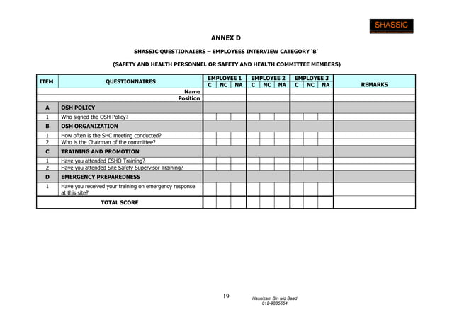 Shassic Checklist | PDF