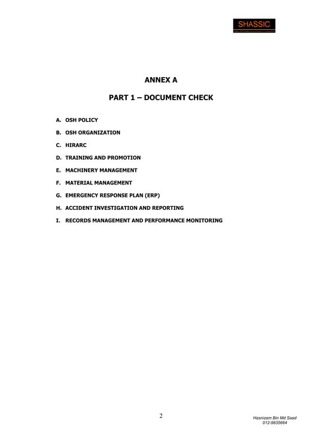 Shassic Checklist | PDF