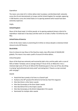 Shaun of the dead case study | DOCX