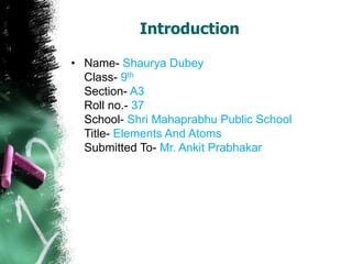 Atoms and Molecules | PPT