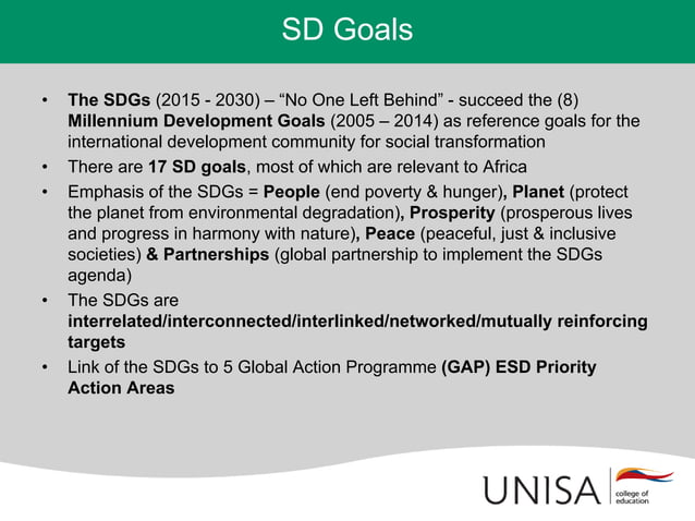 RCEs and the Implementation of the SDGs: An African Perspective, Soul Shava | PPT